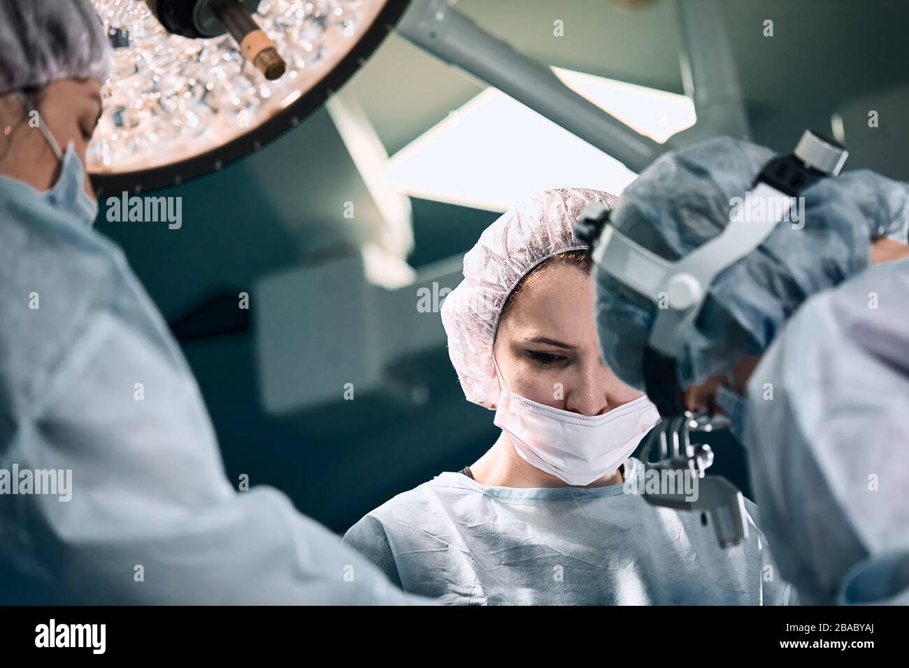 A shot of an emergency and a serious accident in the operating room, a ...