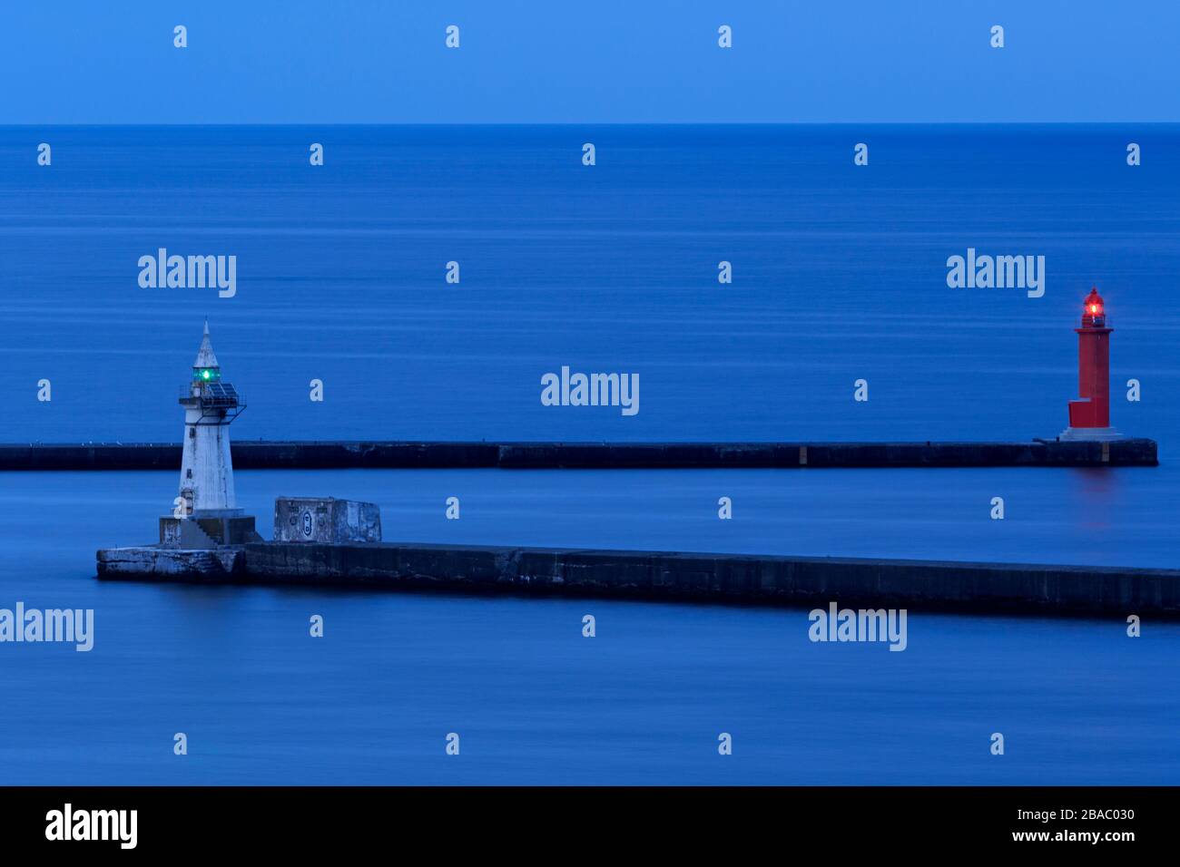 Breakwater Lighthouses, Otaru, Hokkaido Island, Japan, Asia Stock Photo ...