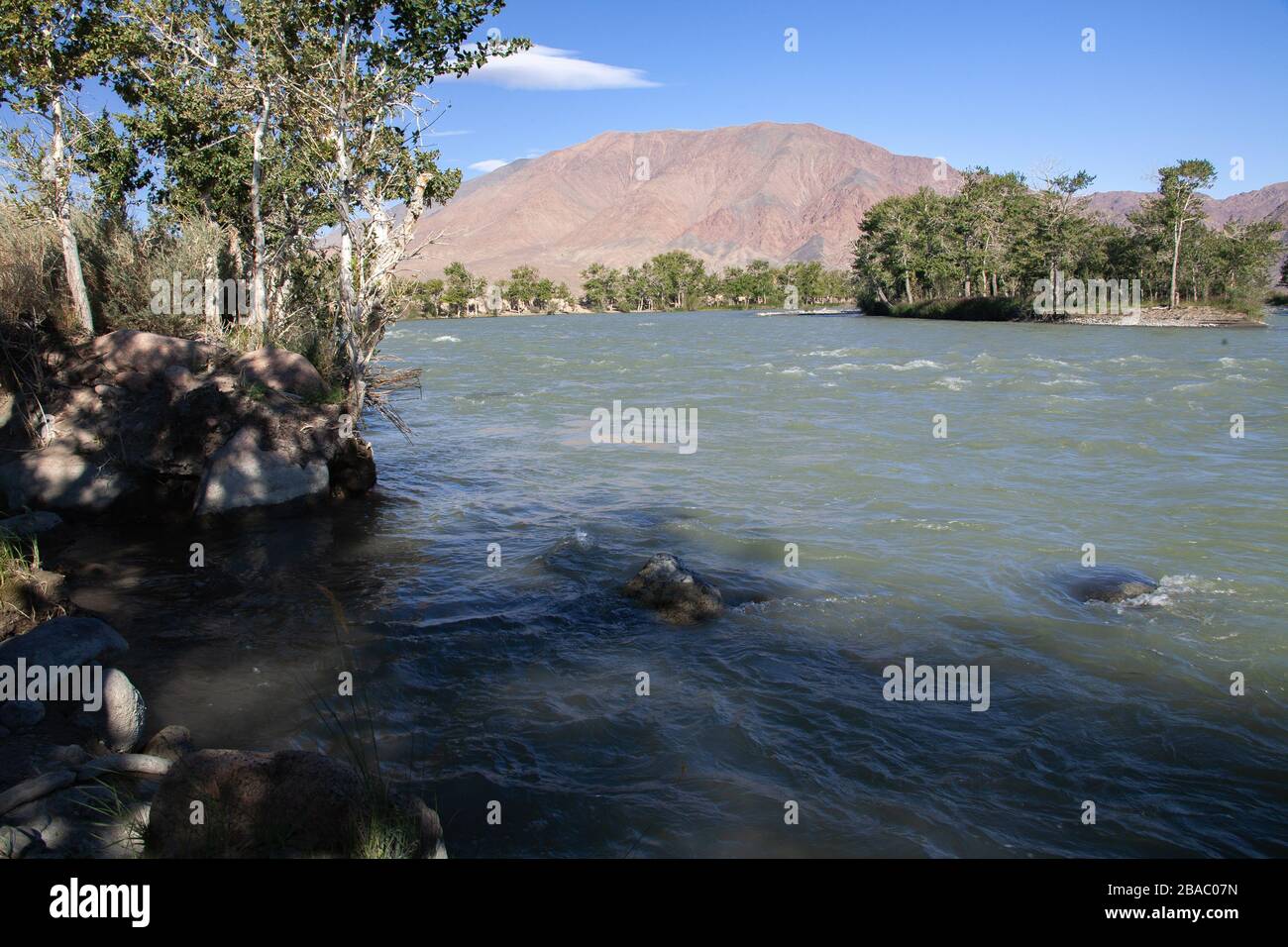 Landscapes of Mongolia, Hovd river Stock Photo - Alamy