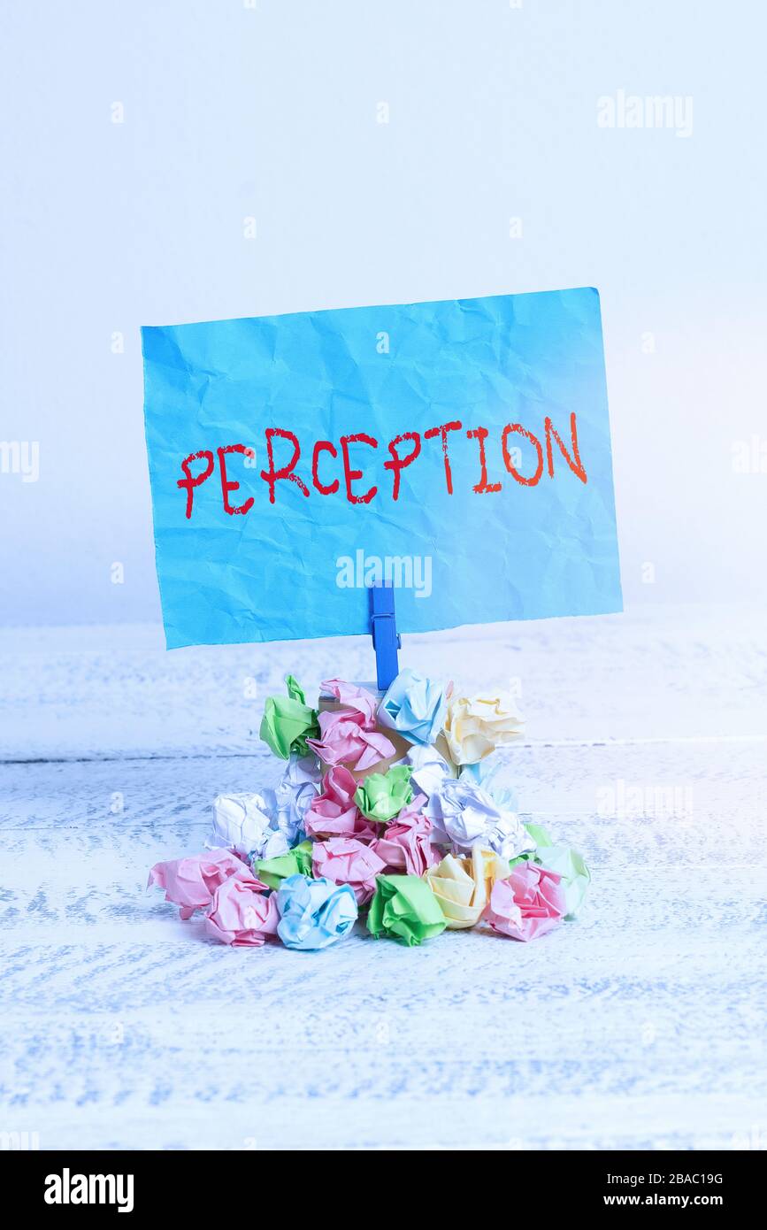 Conceptual hand writing showing Perception. Concept meaning individuals ...