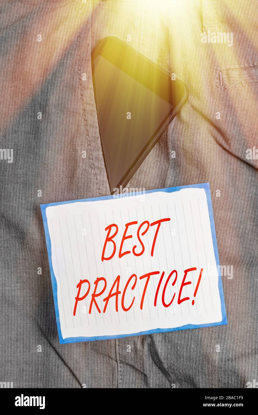 Conceptual hand writing showing Best Practice. Concept meaning ...