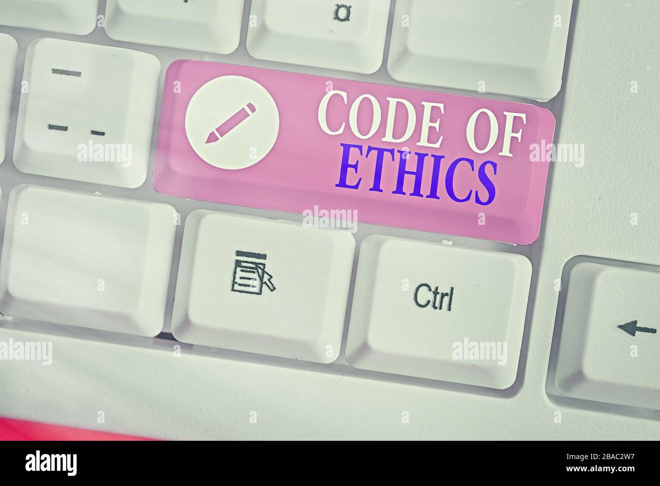 Writing note showing Code Of Ethics. Business concept for basic guide ...