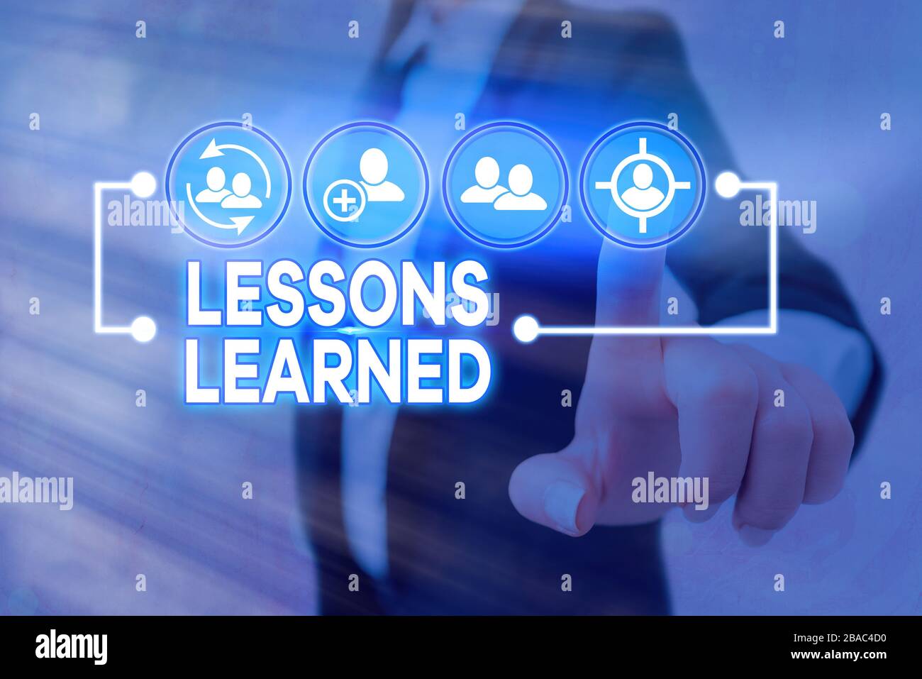 Conceptual hand writing showing Lessons Learned. Concept meaning the knowledge or understanding ...