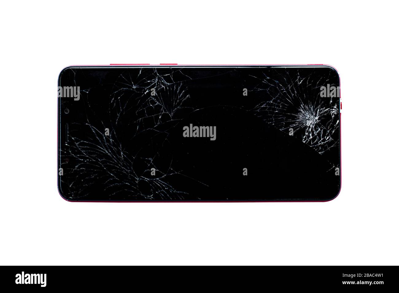 smartphone with broken screen display isolated on white background ...