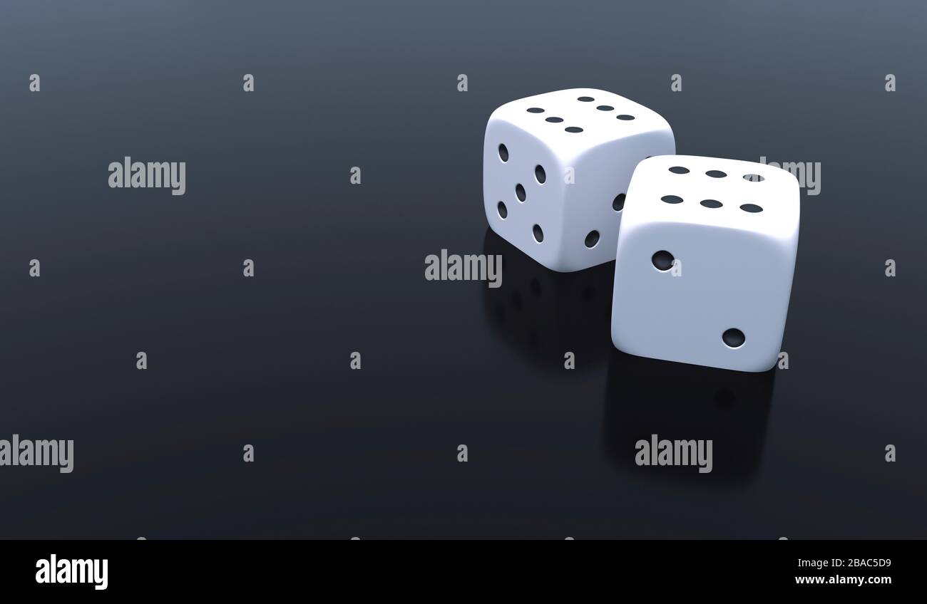 Pair of dice with winning combination of six numbers on black ...