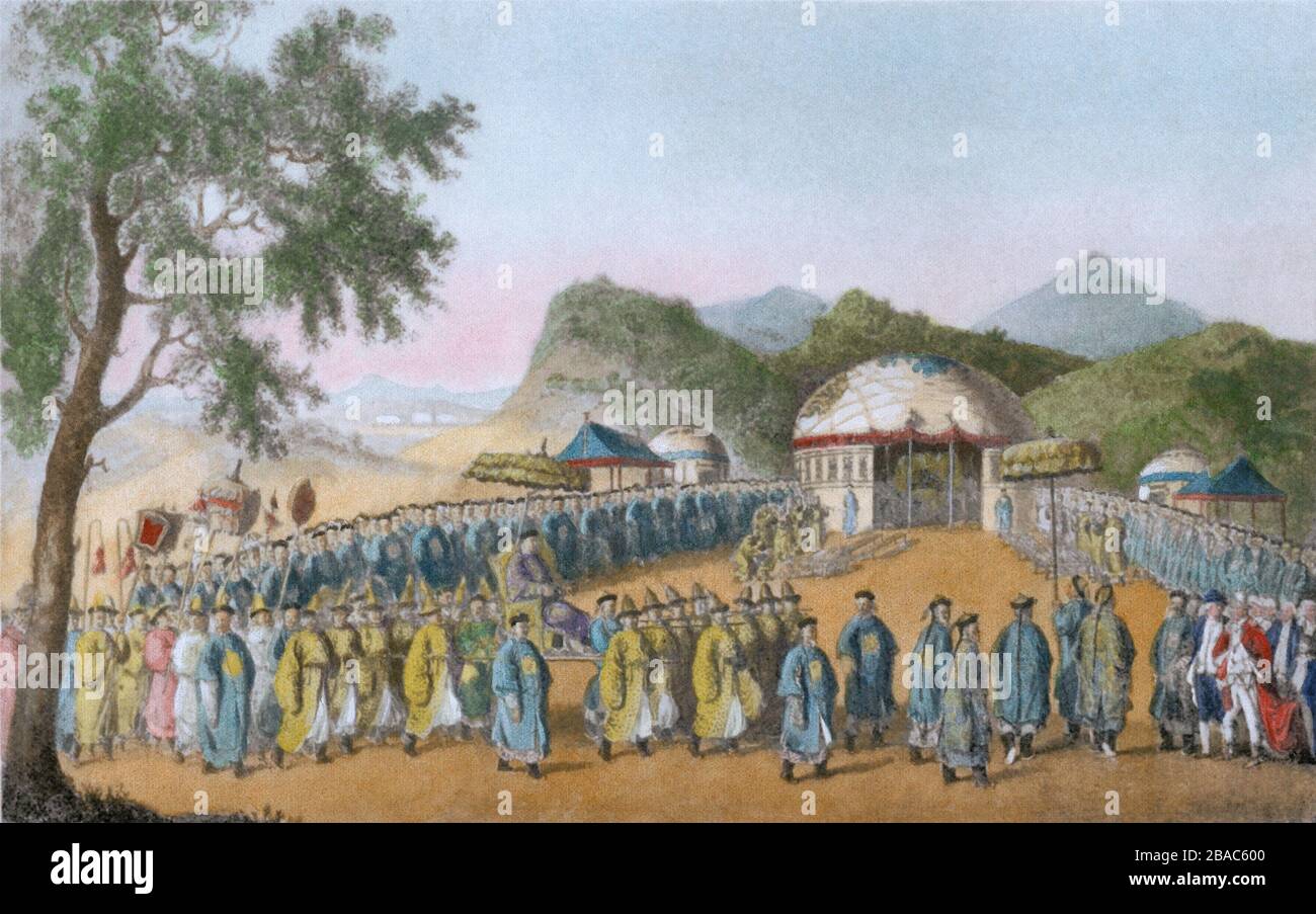 The Emperor of China is carried on a palanquin near his summer palace ...