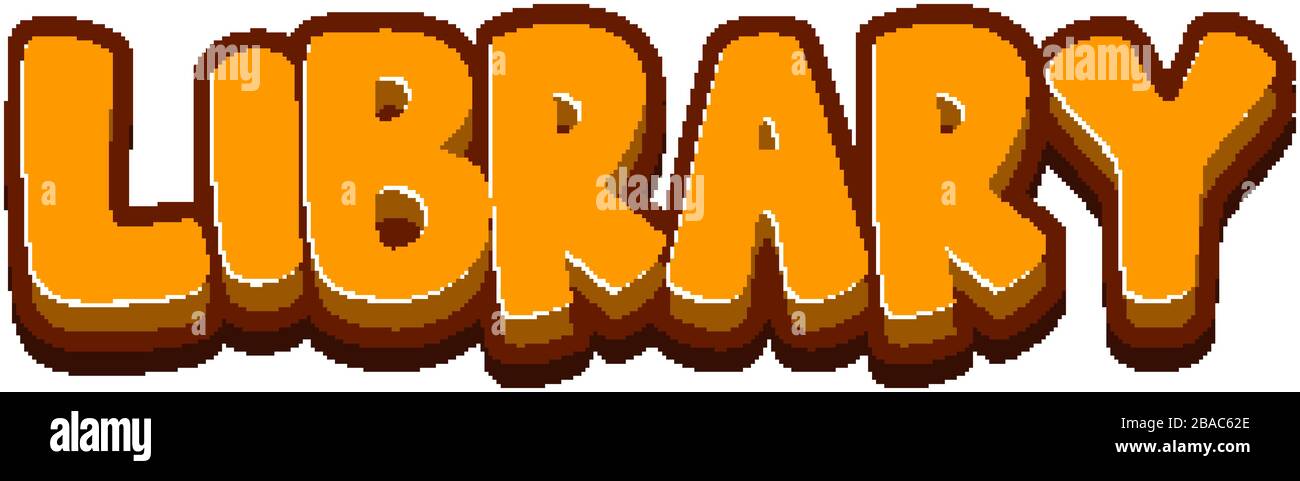 Font design for word library on white background illustration Stock ...