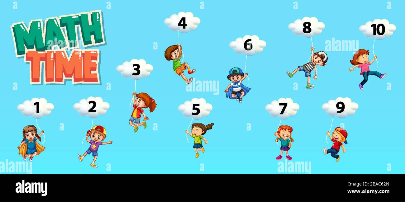 Poster design for math with number one to ten in the sky illustration ...