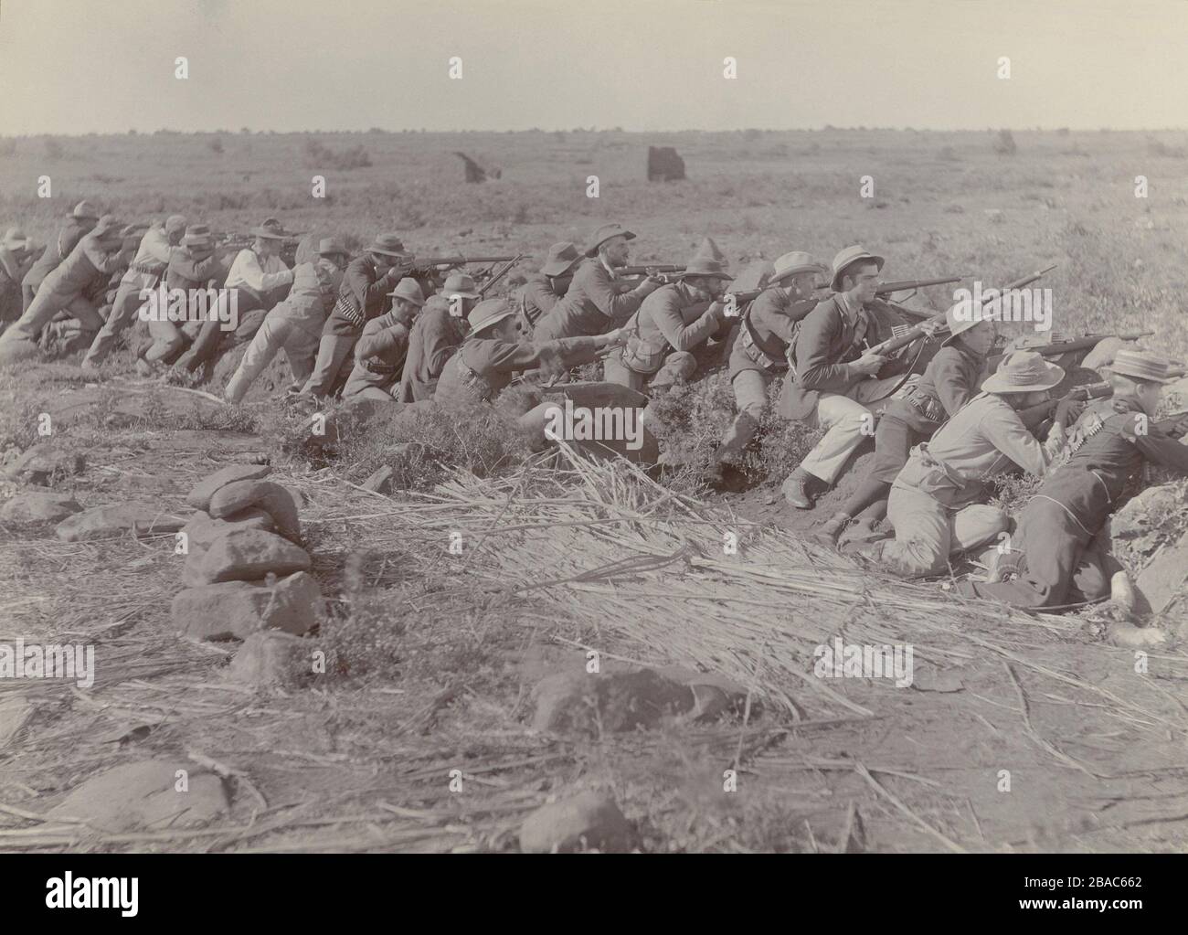 Boer soldiers in their shallow trench during the 217-day Siege of ...