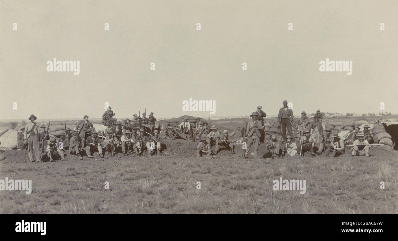 Boer soldiers in their positions during the 217-day Siege of Mafeking ...
