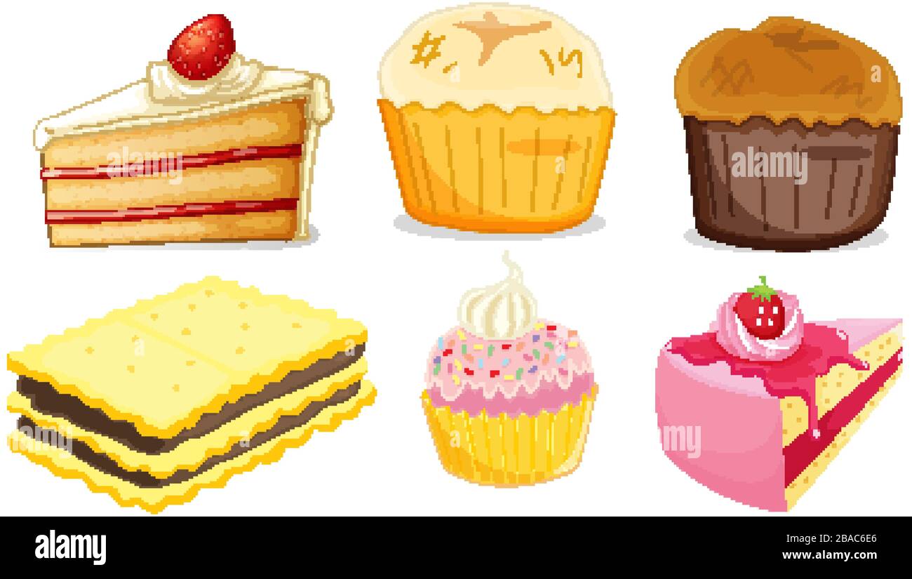Big set of different menu for desserts on white background illustration ...