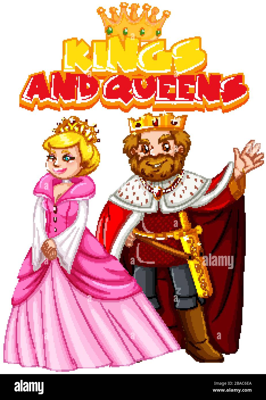 Font design for word kings and queens on white background illustration ...