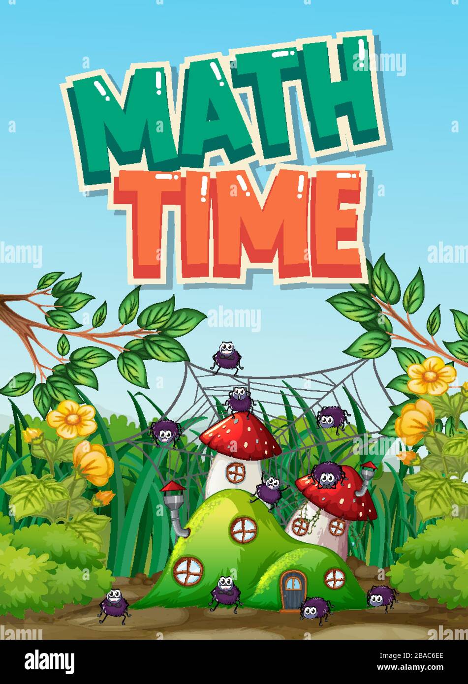Scene background design with word math time in the garden illustration ...