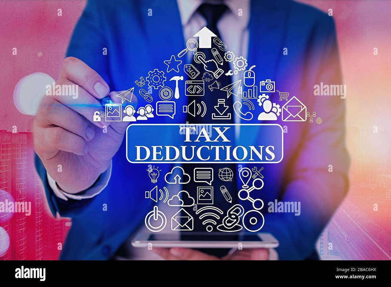 Handwriting text writing Tax Deductions. Conceptual photo an amount or ...