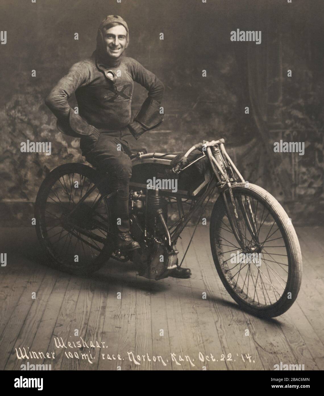 Ray Weishaar, won the 100 mile motorcycle race in Norton, Kansas, on ...