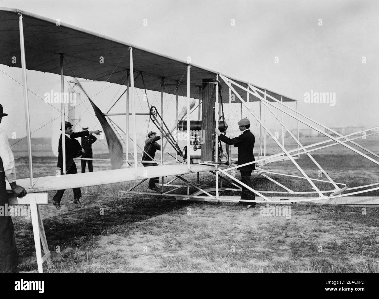 Orville Wright with his airplane in Berlin, Germany, at Tempelhof Field ...