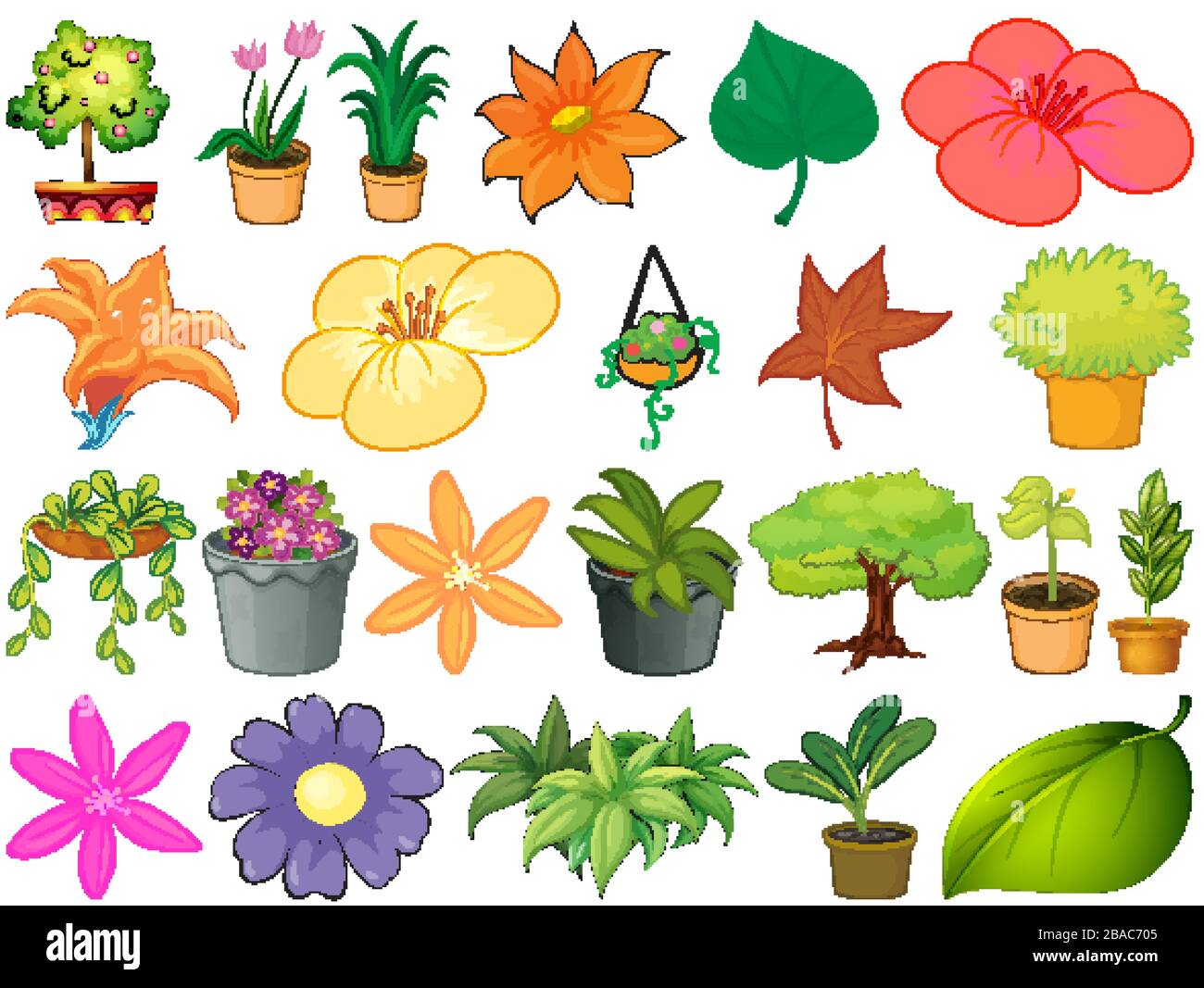 Large set flowers plants Cut Out Stock Images & Pictures - Alamy
