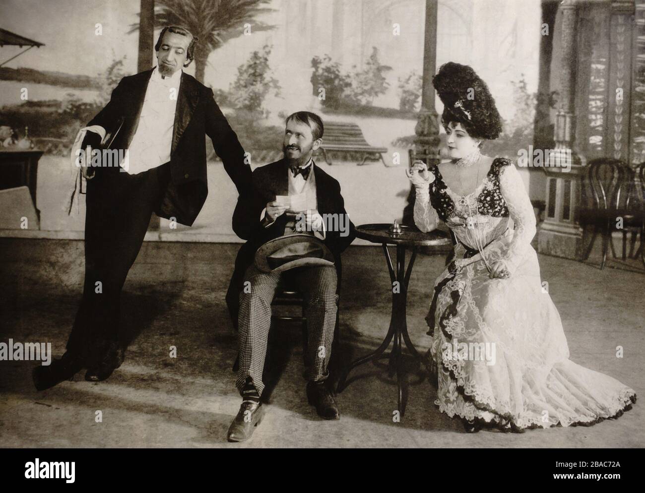 Lou M. Fields, David Warfield, and Lillian Russell in a scene from ...