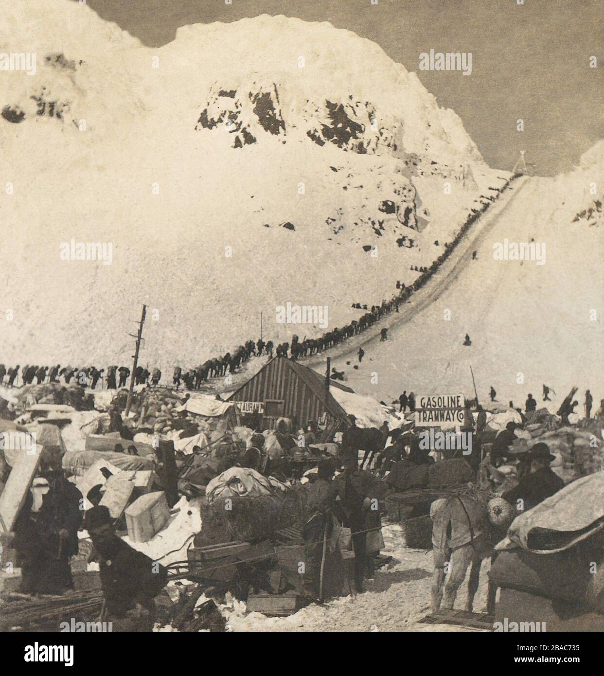 The business community at the base of Chilcoot Pass in Alaska, winter ...