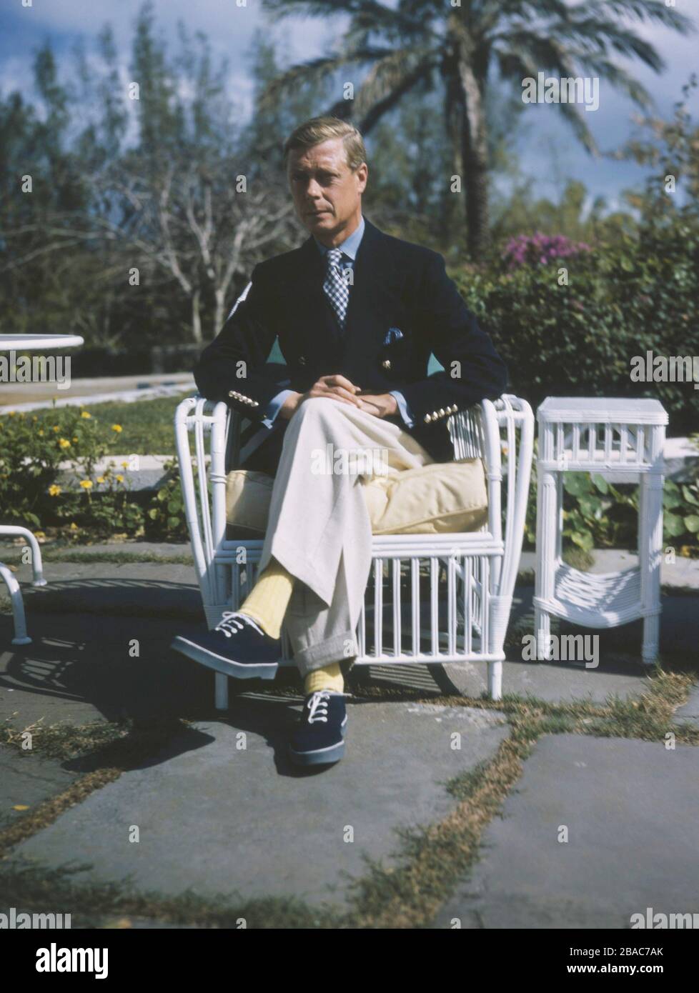 Duke of Windsor, the former King Edward VIII of England, sitting in a ...