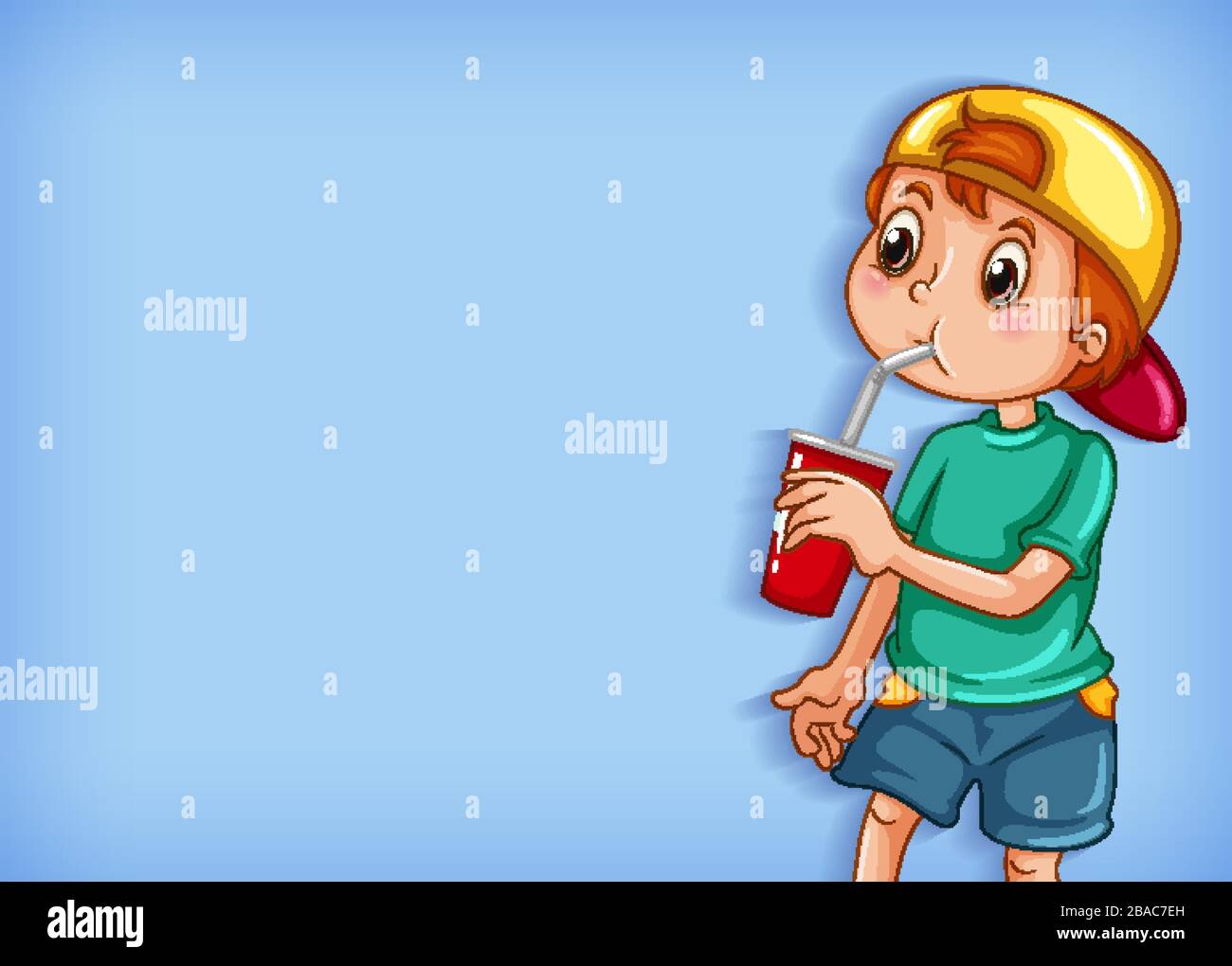 Background template design with boy drinking from cup illustration ...