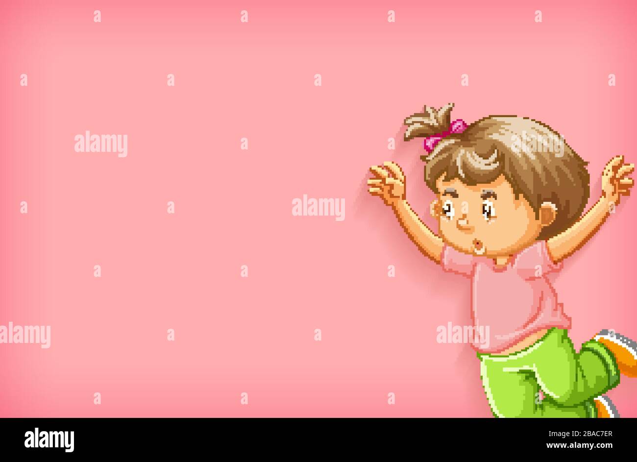 Plain background with little girl jumping illustration Stock Vector ...