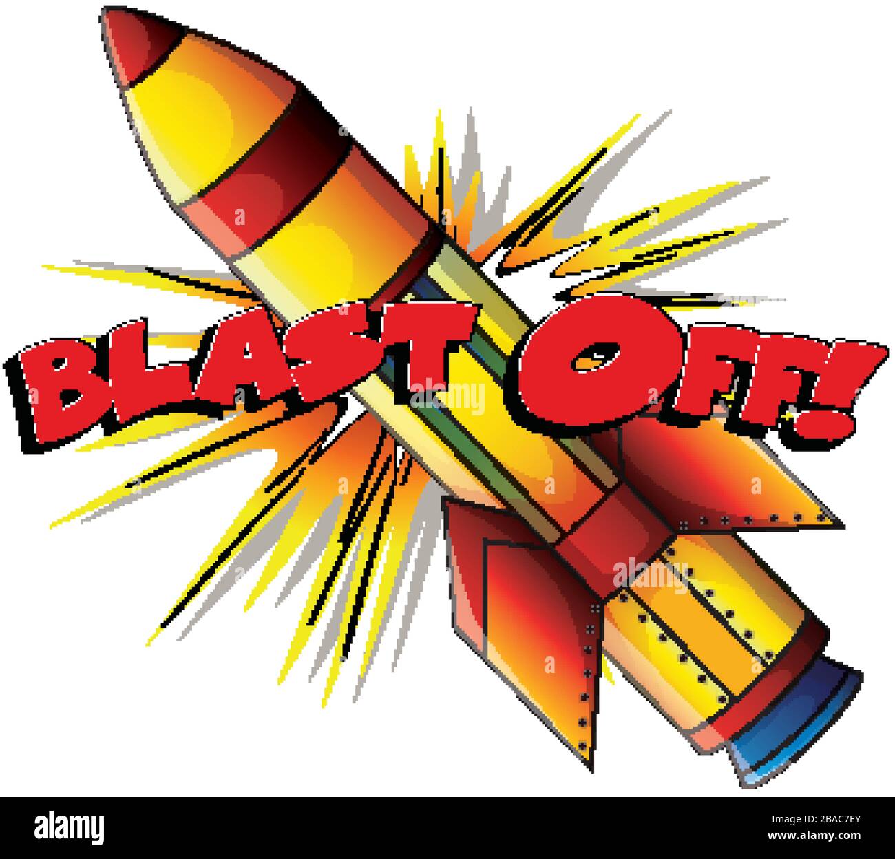 Font design for phrase blast off with rocket on white background ...