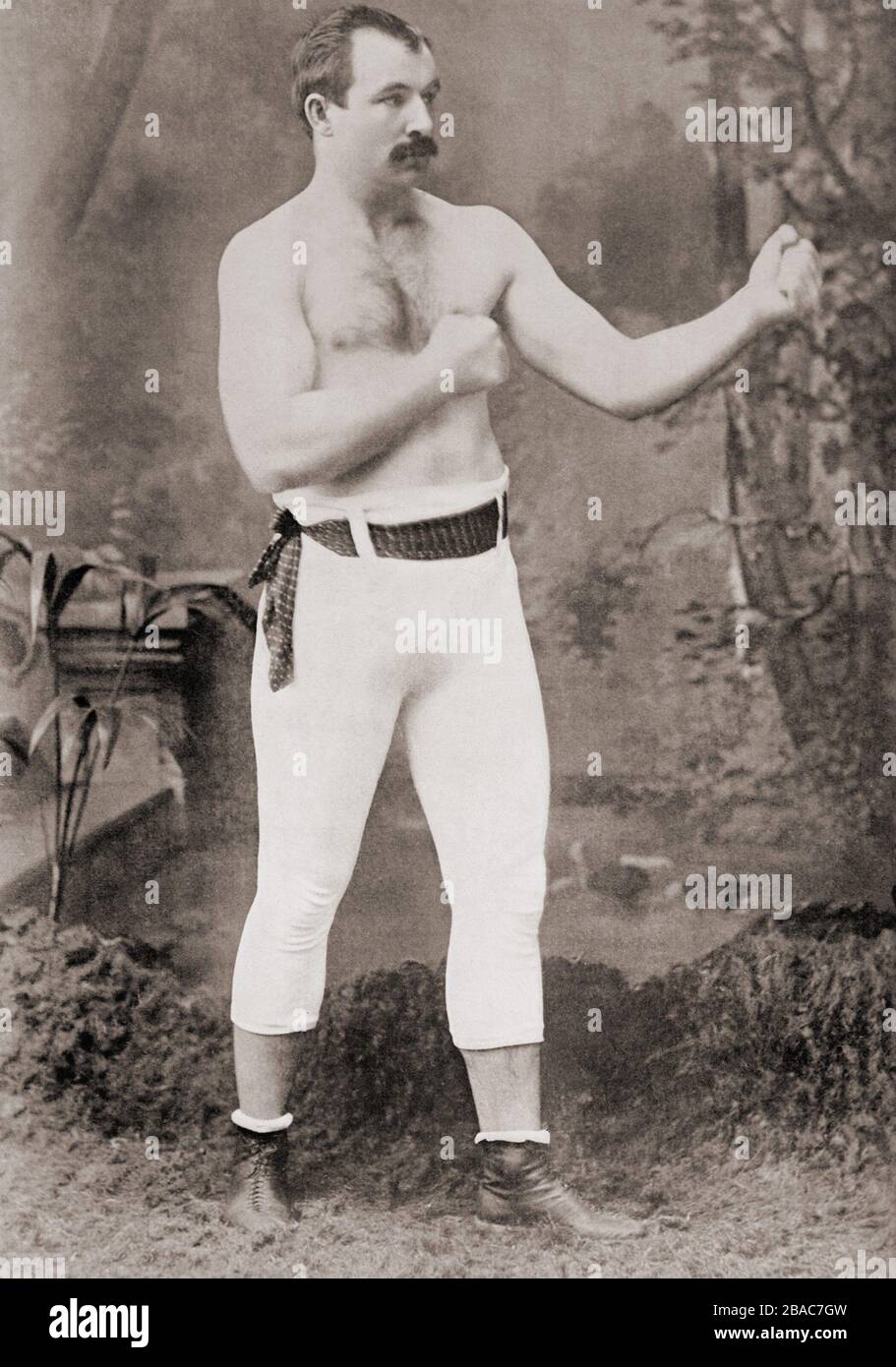Jake Kilrain, the bare-knuckle prize-fighter in boxing stance, 1898 ...