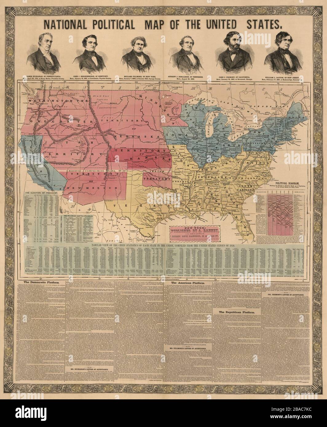 Election year map of the US with portraits of the Presidential and Vice ...