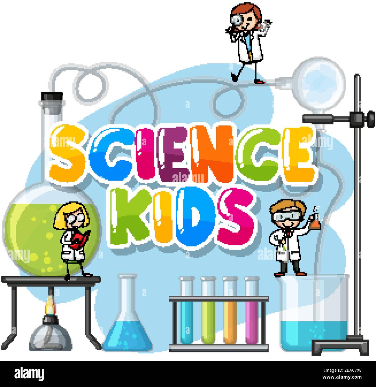 Font design for word science kids with kid in the lab illustration ...