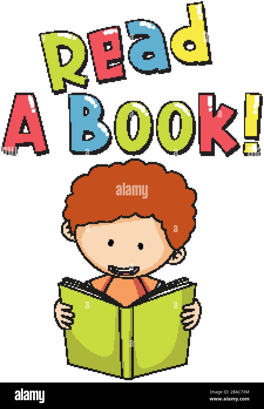 Font design for read a book with kid reading book illustration Stock ...