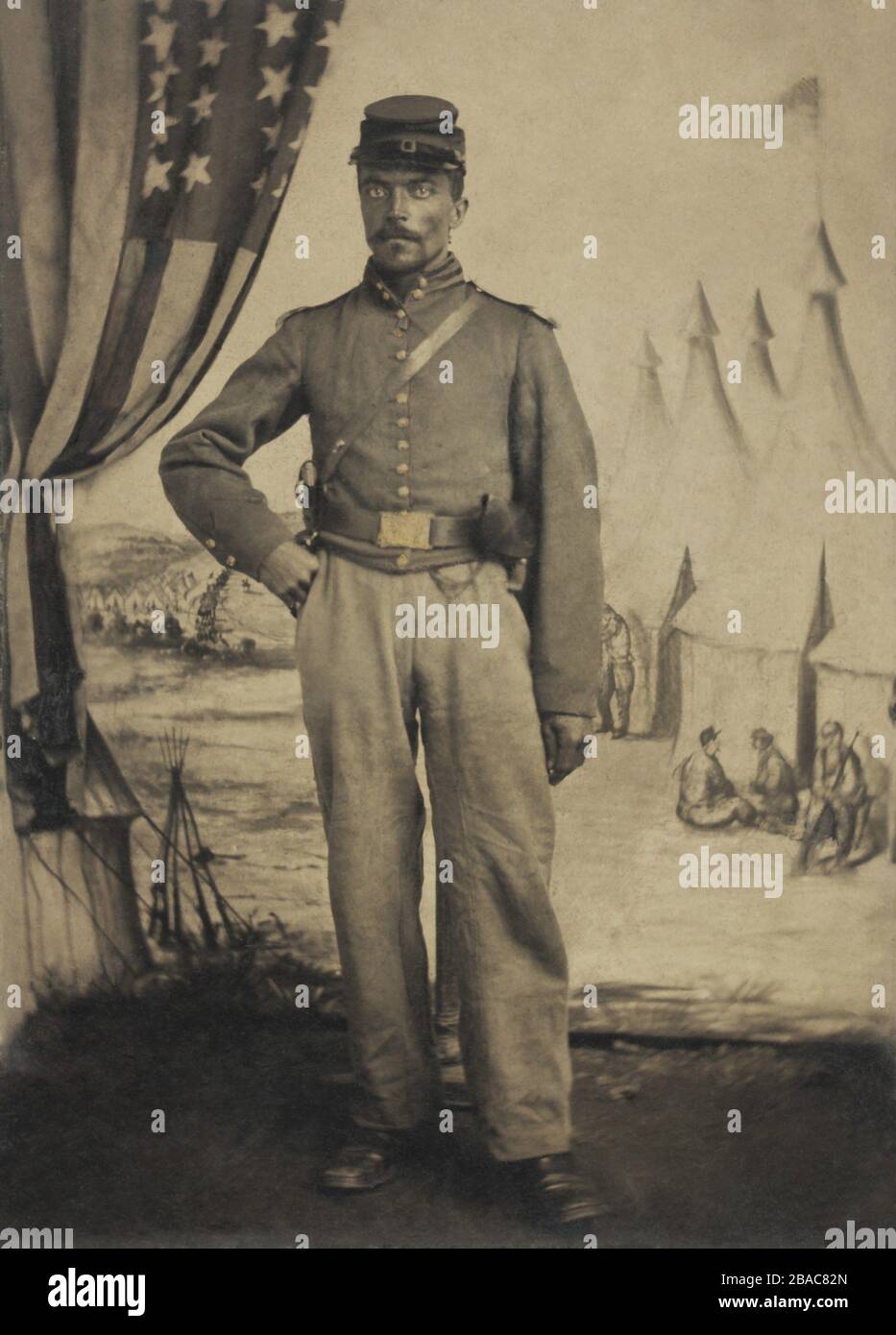African American Civil War soldier in Union artillery jacket with ...