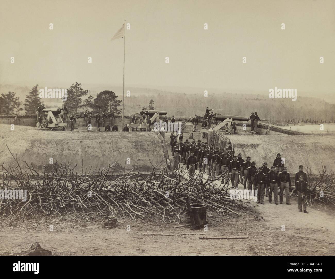Fort Totten's garrison posing for a photograph, c. 1861-1865, during ...