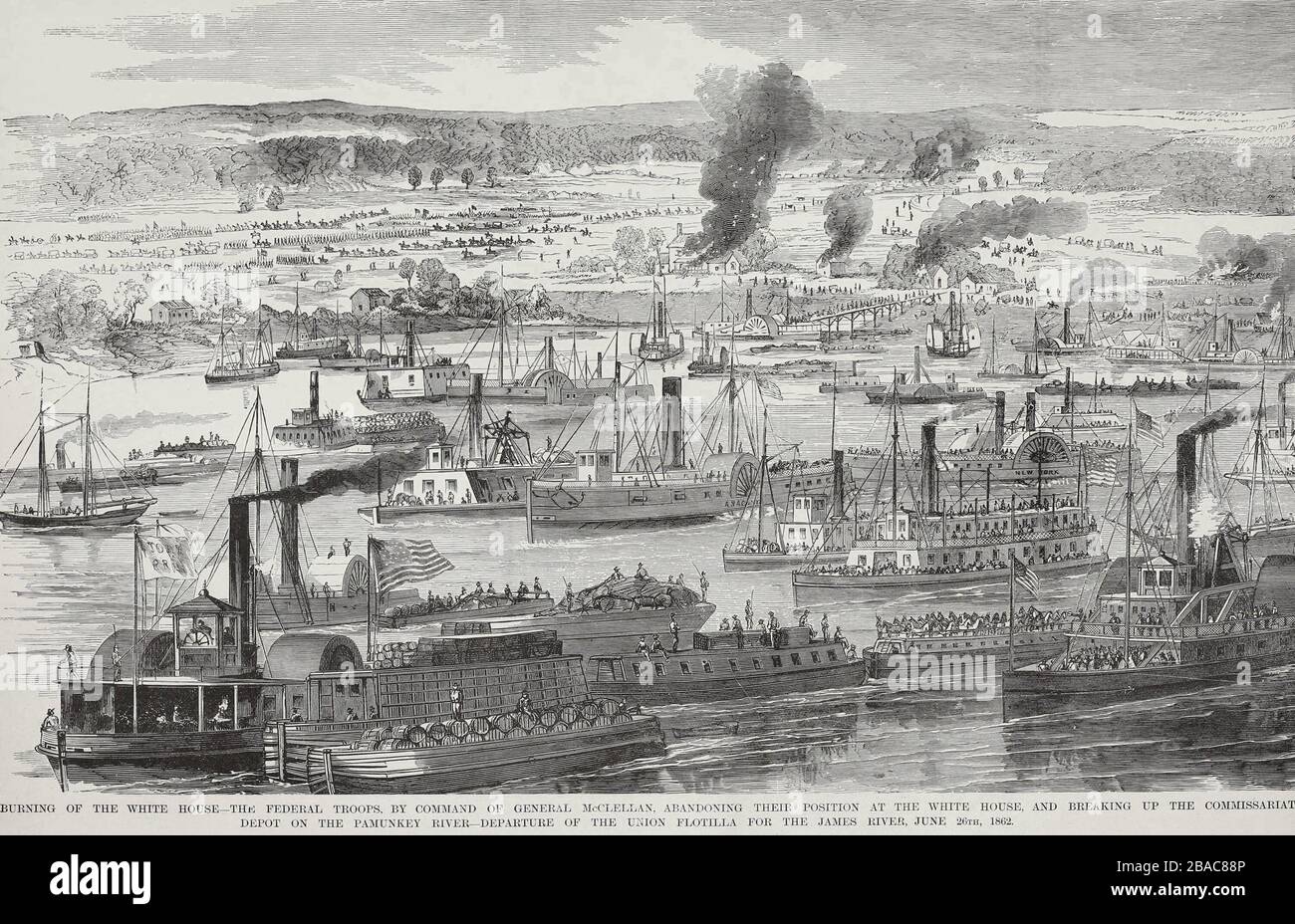 US Civil War, Peninsula Campaign, April-August, 1862. The departure of ...