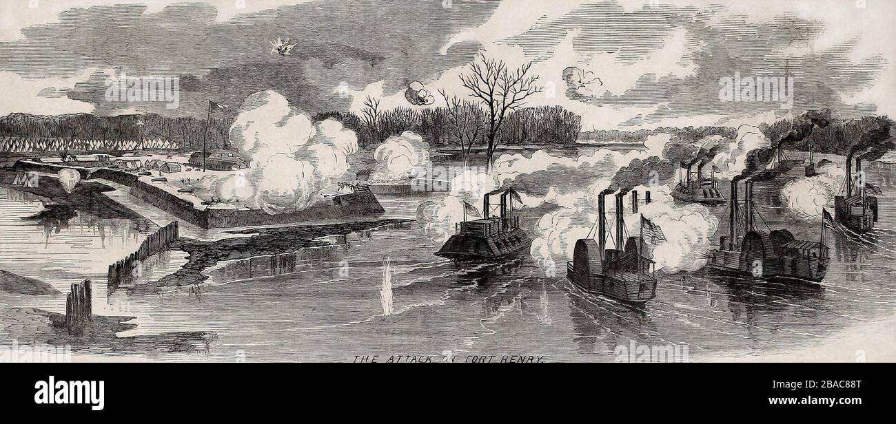US Civil War, Battle of Fort Henry, Tennessee, Feb. 6, 1862. Union ...