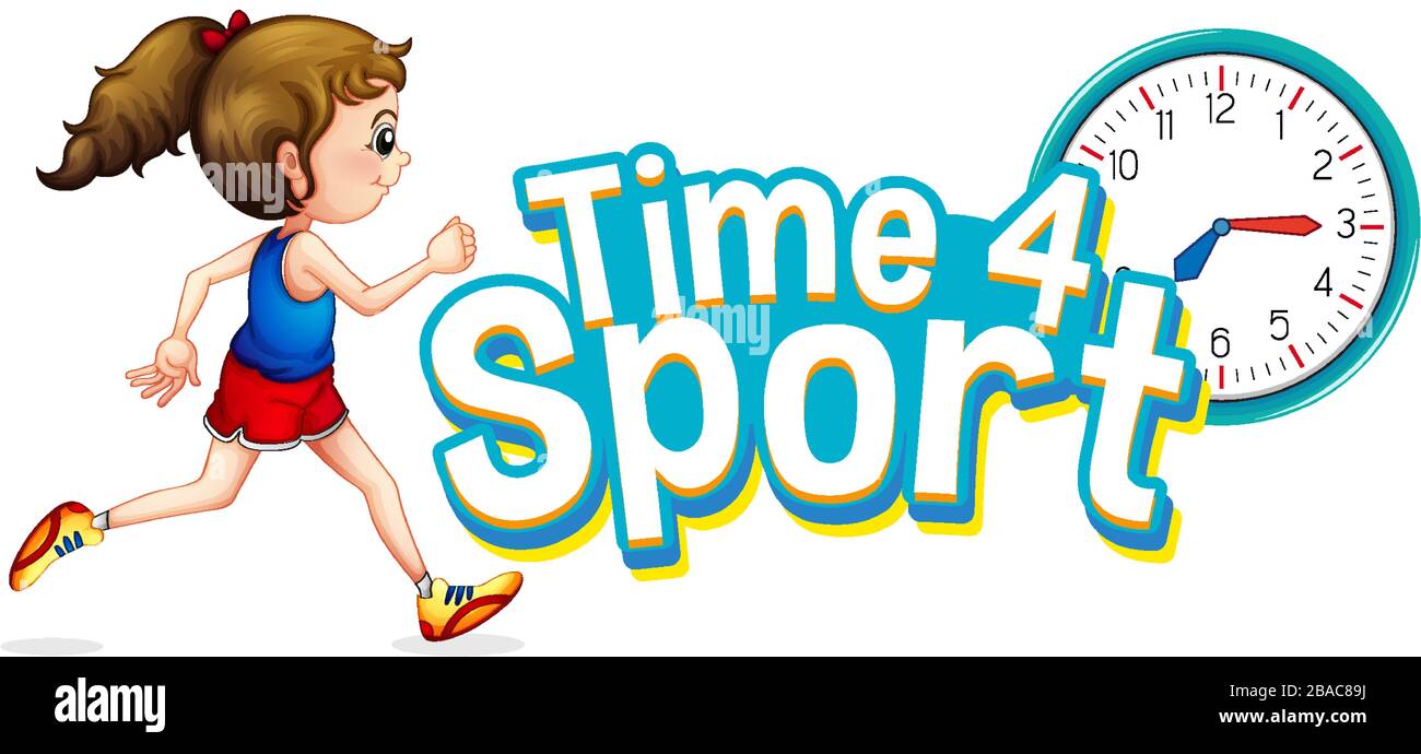 Font design for word time for sport with girl running illustration ...