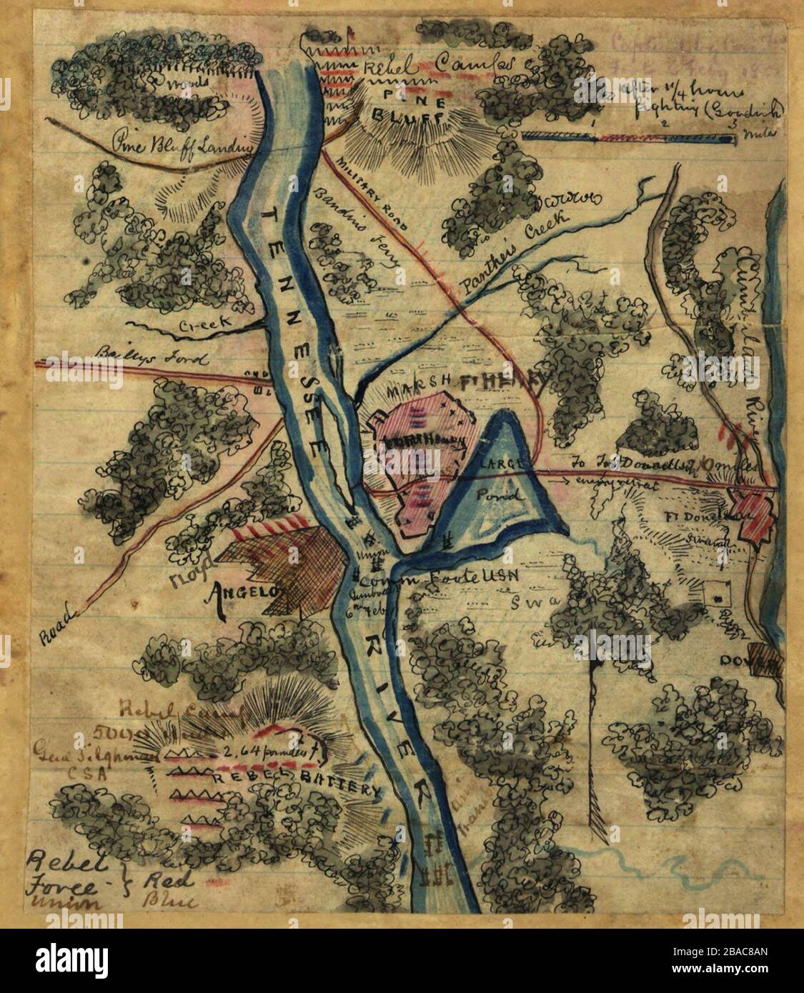 US Civil War, Battle of Fort Henry, Tennessee, Feb. 6, 1862. Pictorial ...