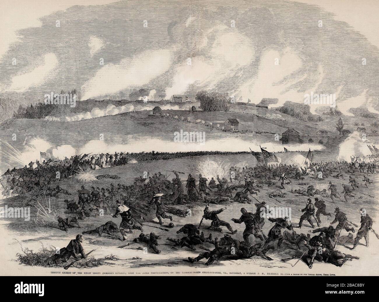 US Civil War, Battle of Fredericksburg, Dec. 13, 1862. Charge of Union ...