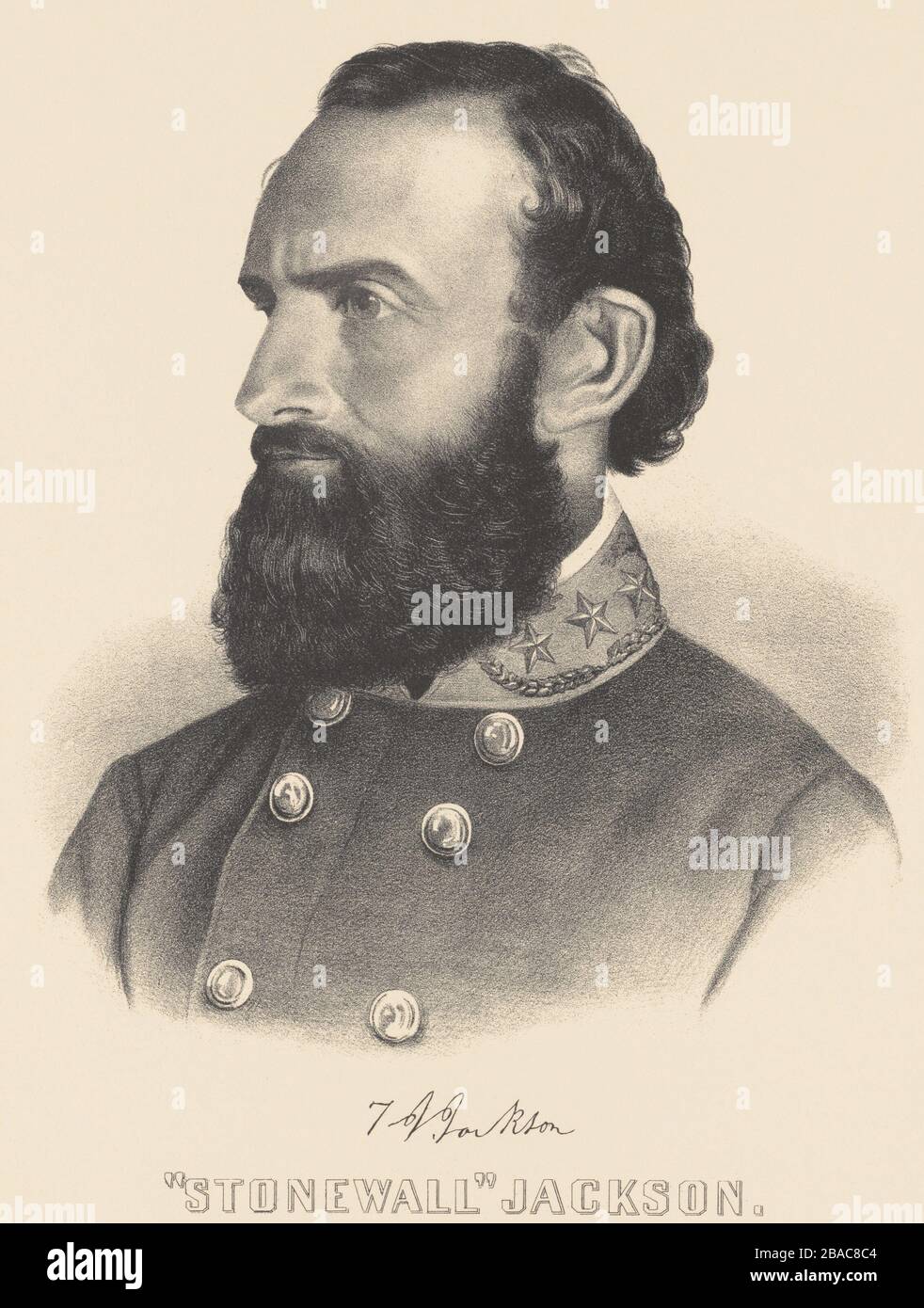 Confederate General Thomas 'Stonewall' Jackson, by Currier & Ives. The ...