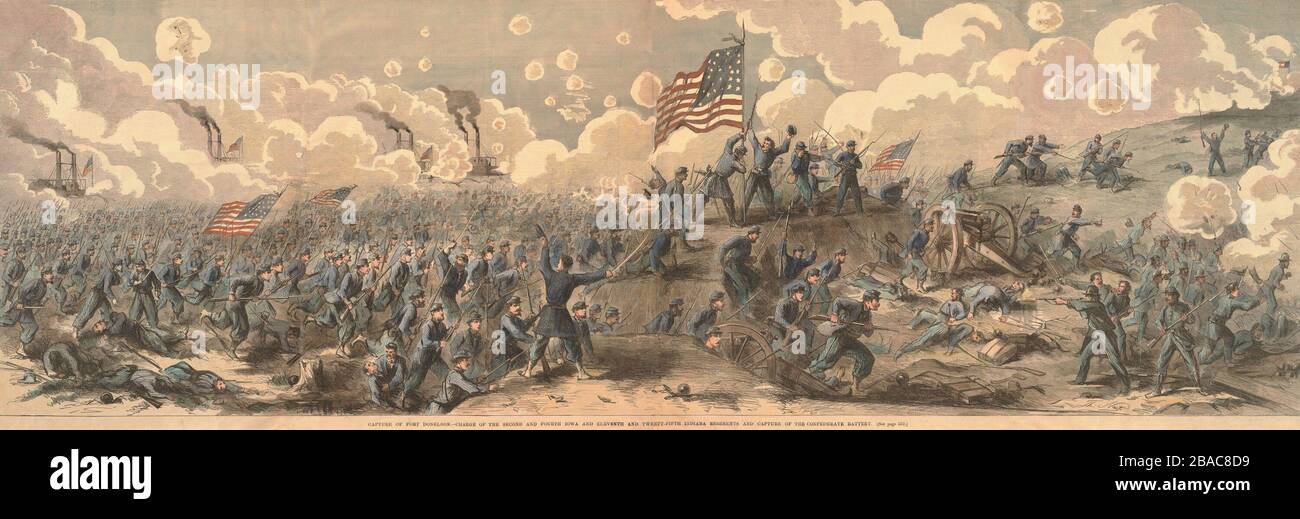 US Civil War, Battle of Fort Donelson, Tennessee, Feb. 14-16, 1862. The ...