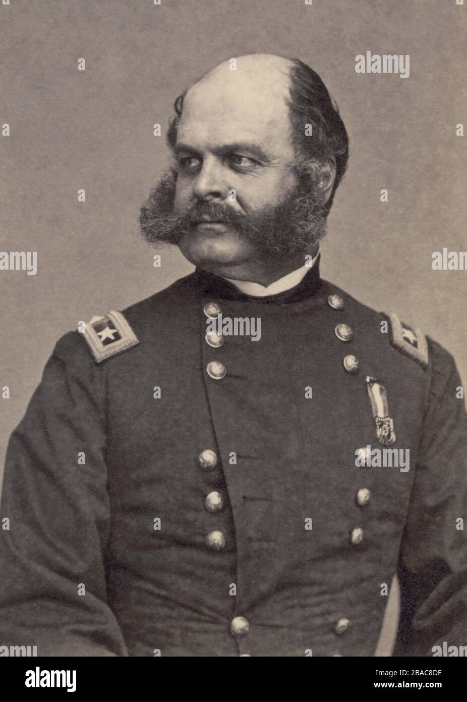 Union Major General Ambrose E. Burnside c. 1862. His distinctive facial ...
