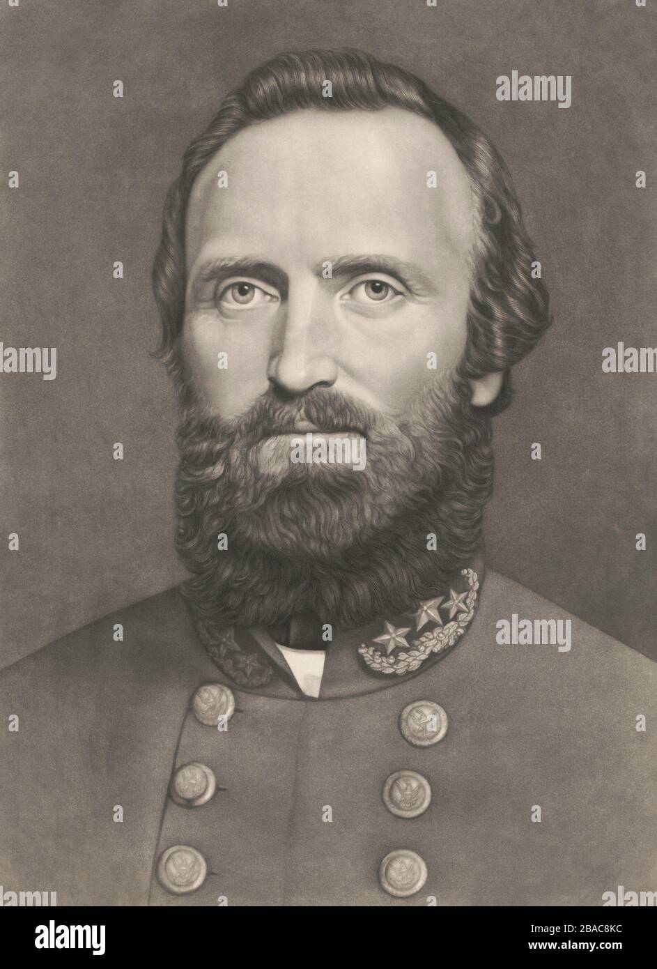 Confederate General Thomas 'Stonewall' Jackson. Mezzotint engraving by ...