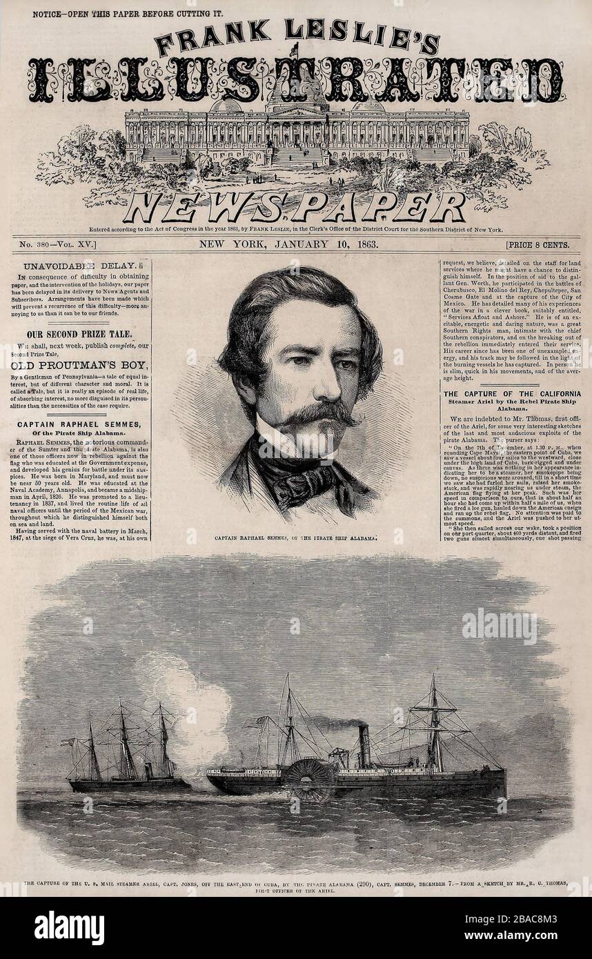 Sailor Raphael Semmes' picture on the front page of Frank Leslie's ...