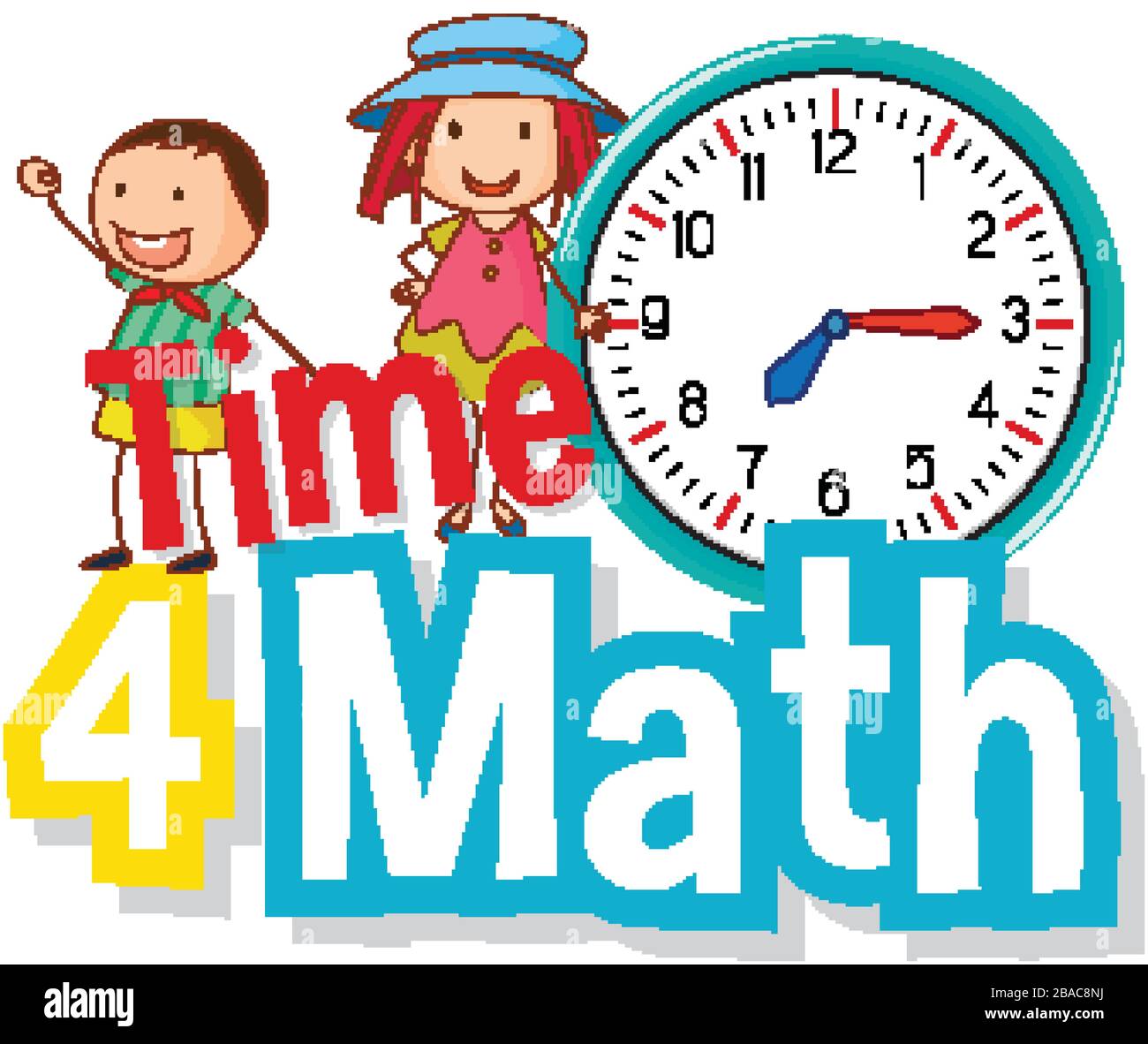 Word design for time 4 Math with happy kids illustration Stock Vector ...