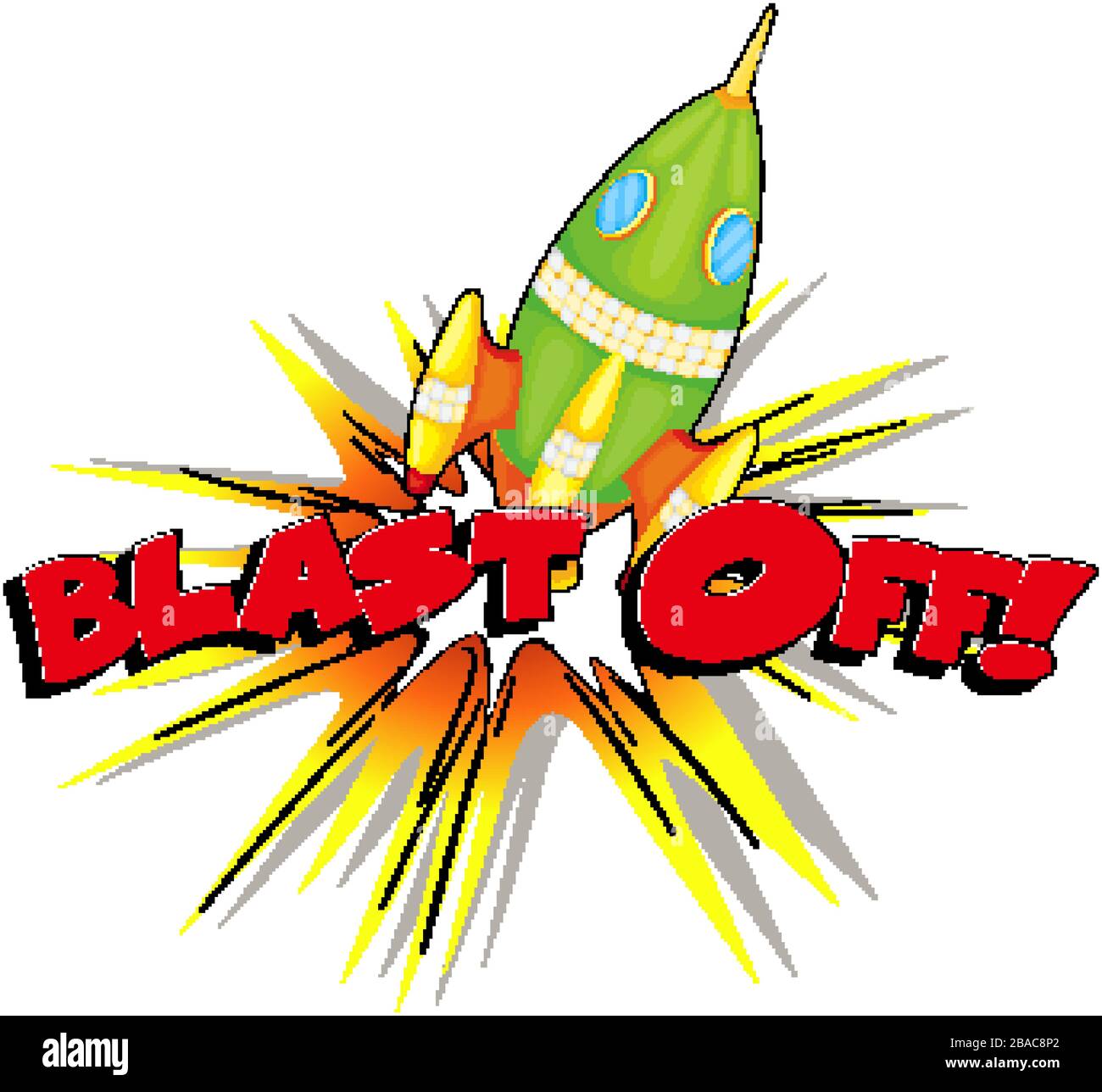 Font design for word blast off with rocket shooting off illustration ...