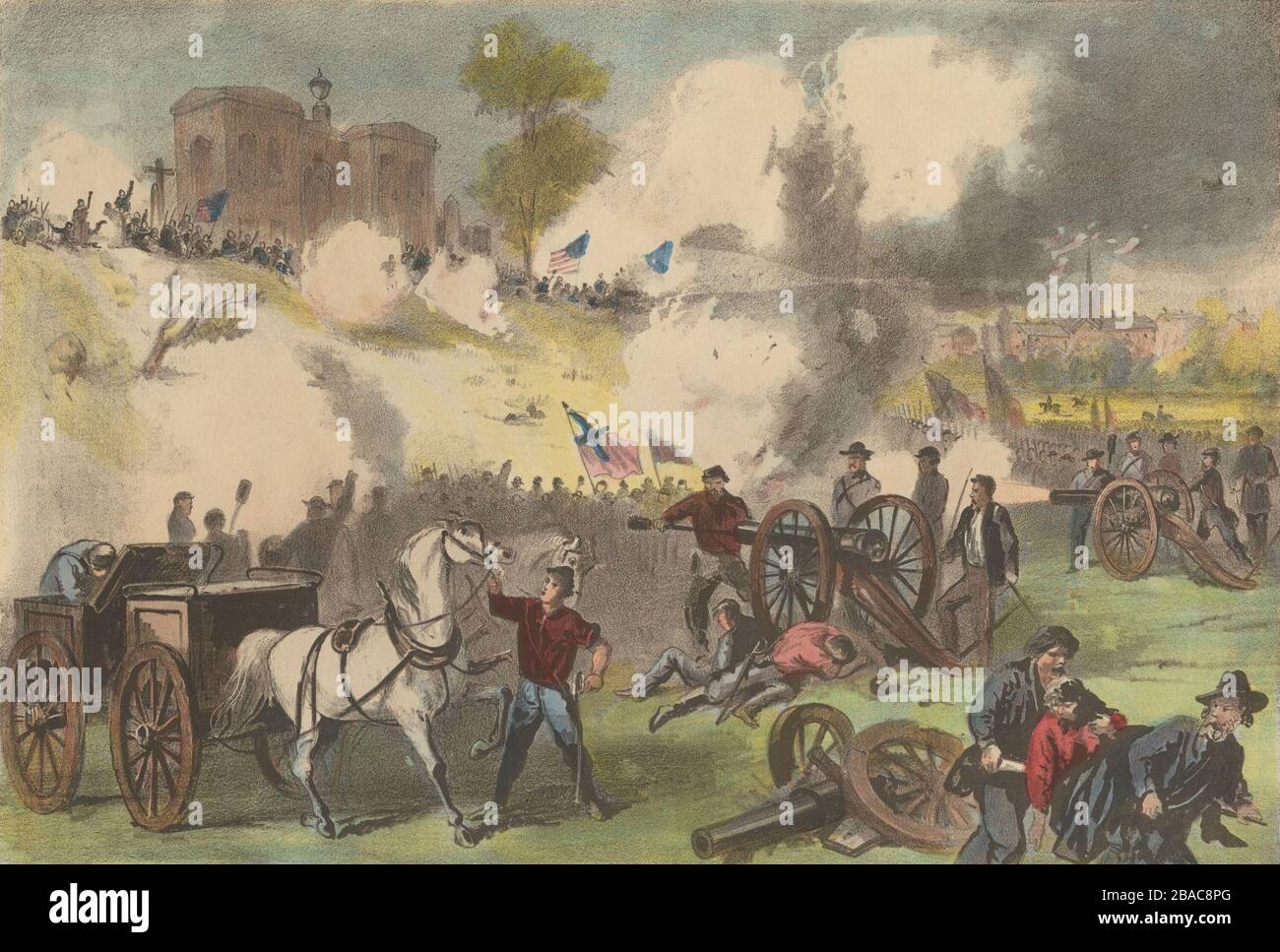 US Civil War. Battle of Gettysburg, July 1-3, 1863. Confederate cannon ...
