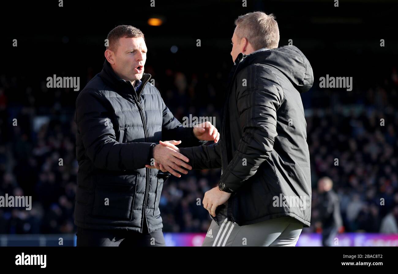Luton Town manager Graeme Jones and Cardiff City manager Neil Harris ...