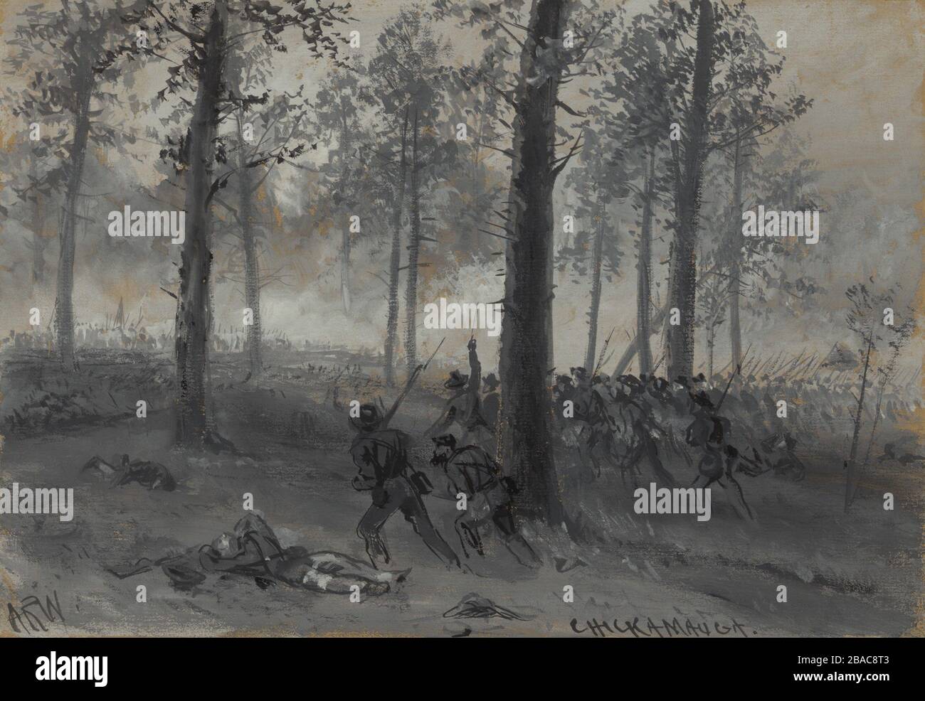 US Civil War. Battle of Chickamauga, Sept. 19, 1863. Confederate line ...