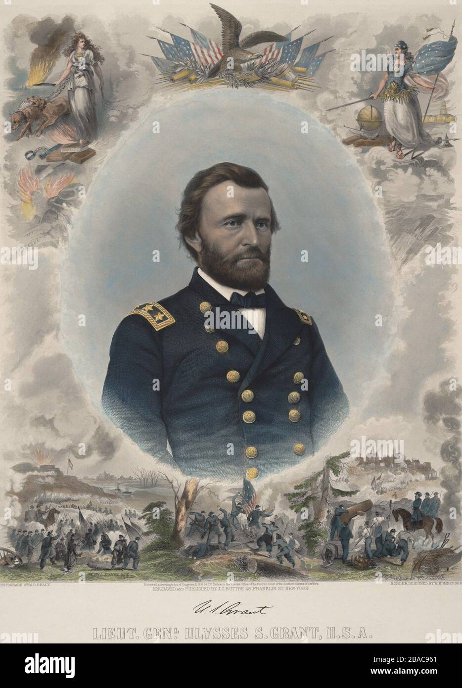 US Civil War. Major General Ulysses S. Grant. 1865 hand colored ...