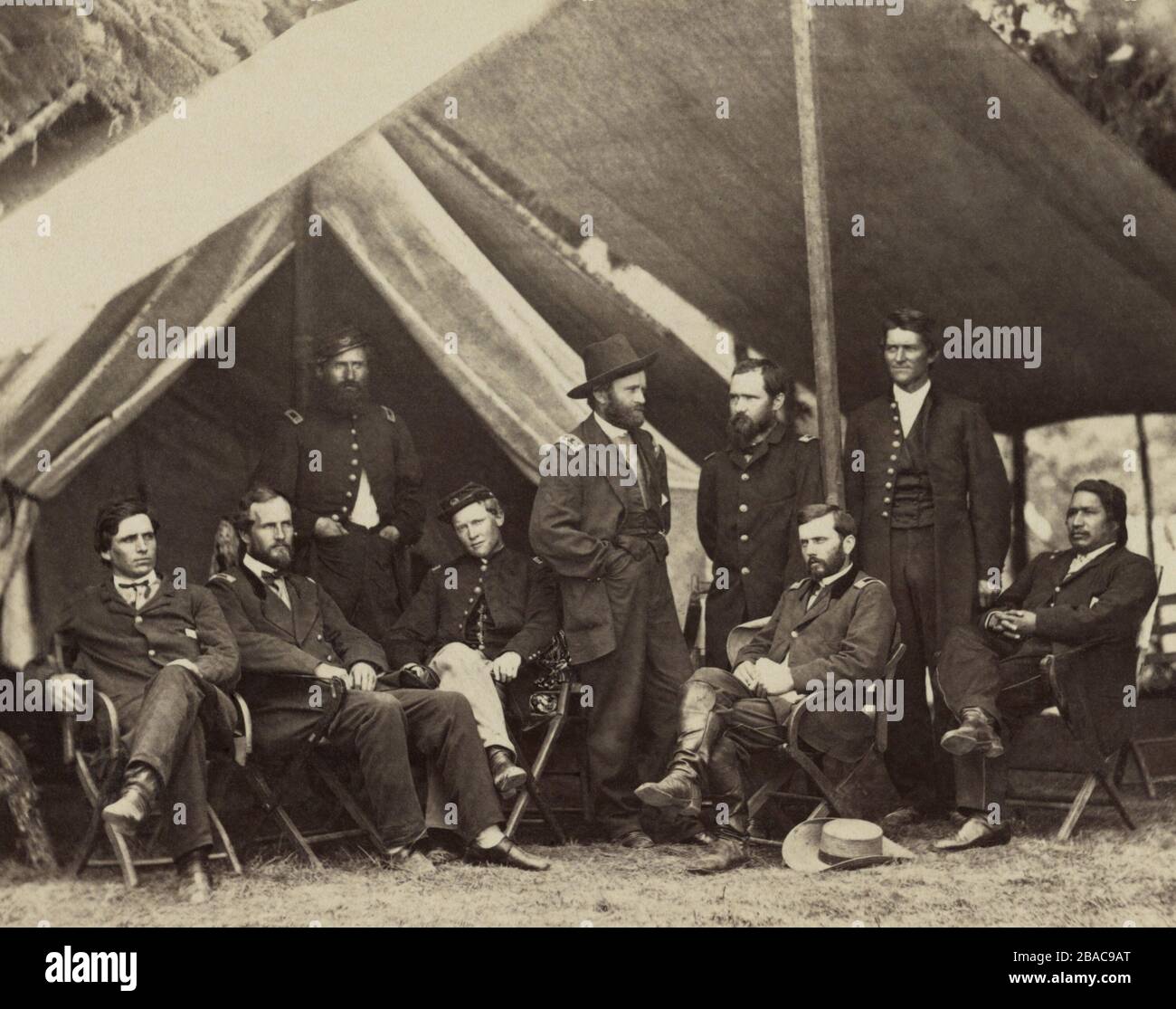 US Civil War. General Ulysses Grant and his staff, at their City Point ...